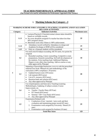 PERFORMANCE APPRAISAL FORM AS PER UGC AICTE NORMS | PDF