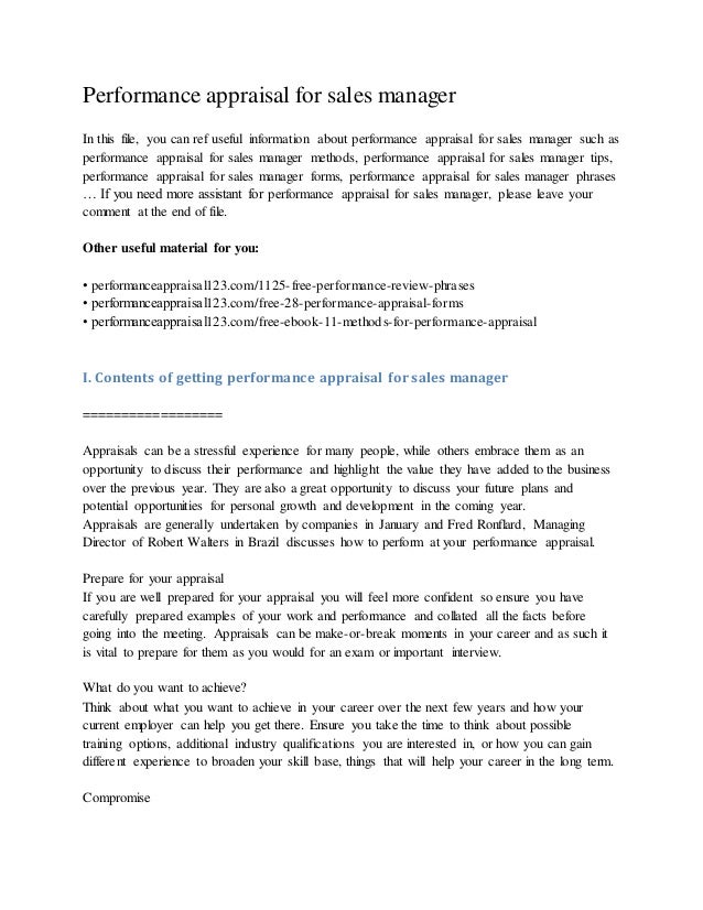 Performance Appraisal For Sales Manager performance-appraisal-for-sales-manager