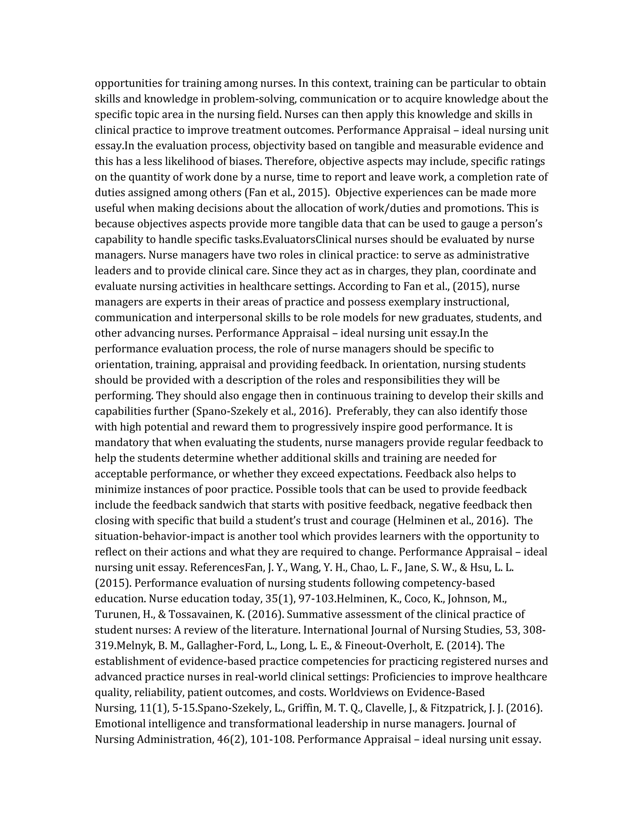 Performance Appraisal ideal nursing unit essay.docx