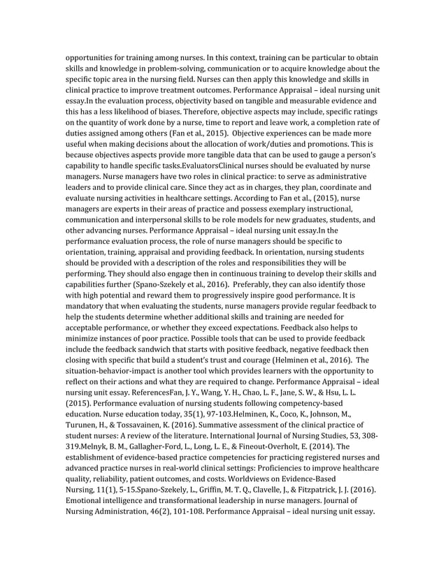 Performance Appraisal ideal nursing unit essay.docx