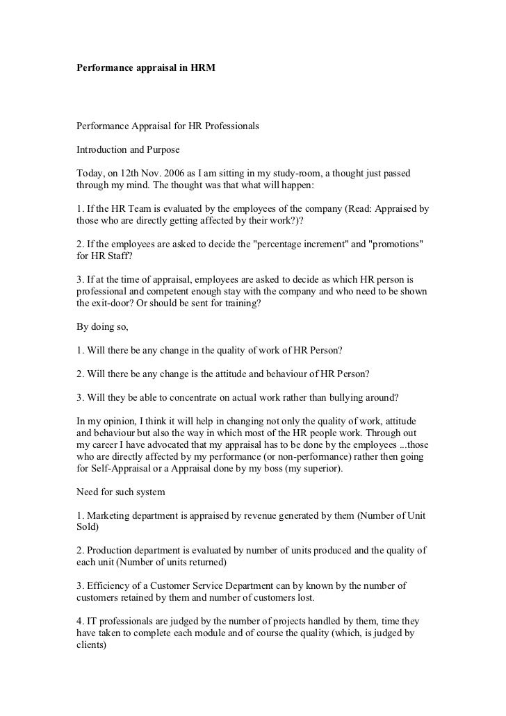 Performance appraisal in hrm