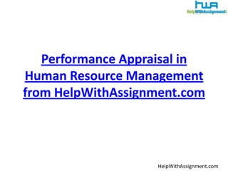 Performance appraisal in human resource management | PPTX