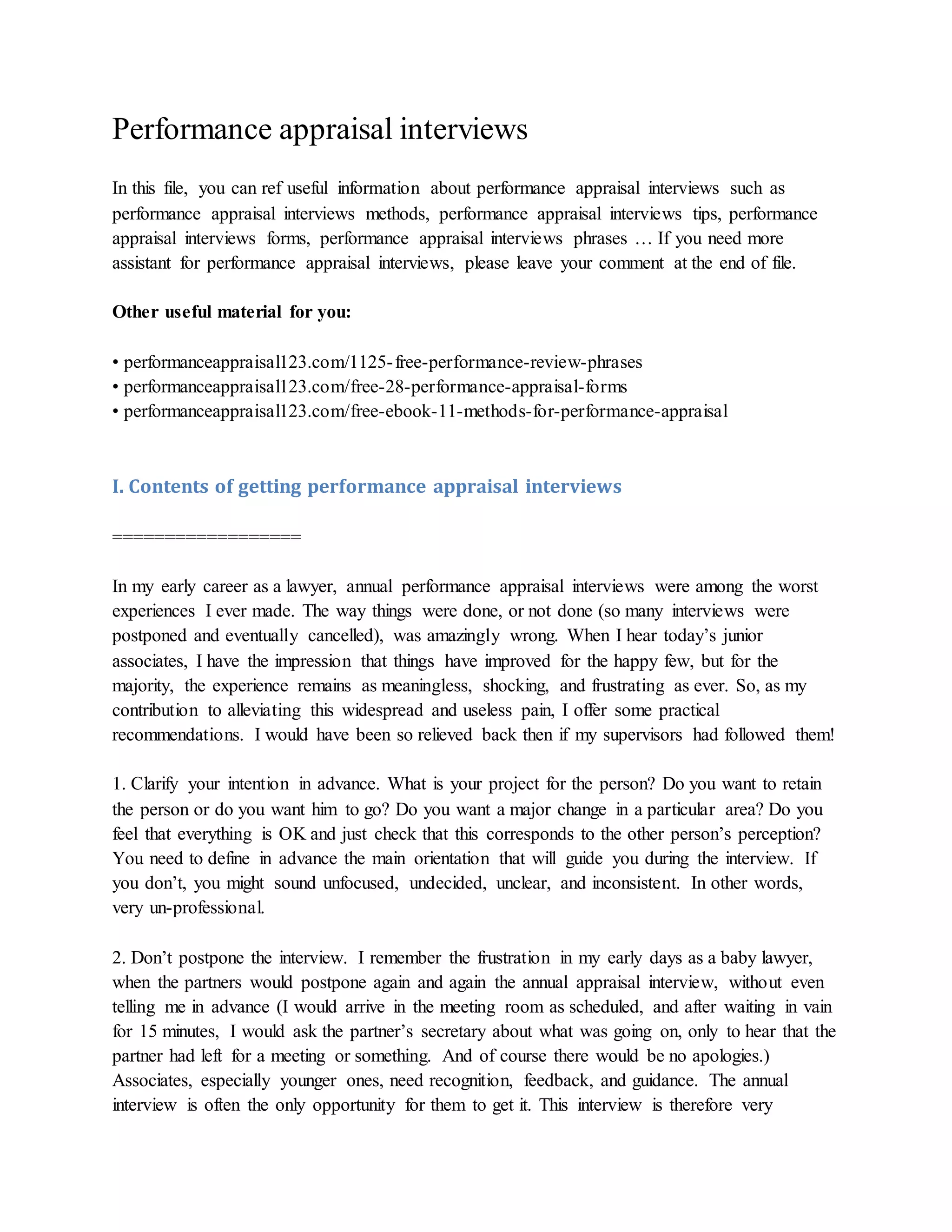 Performance appraisal interviews | DOCX