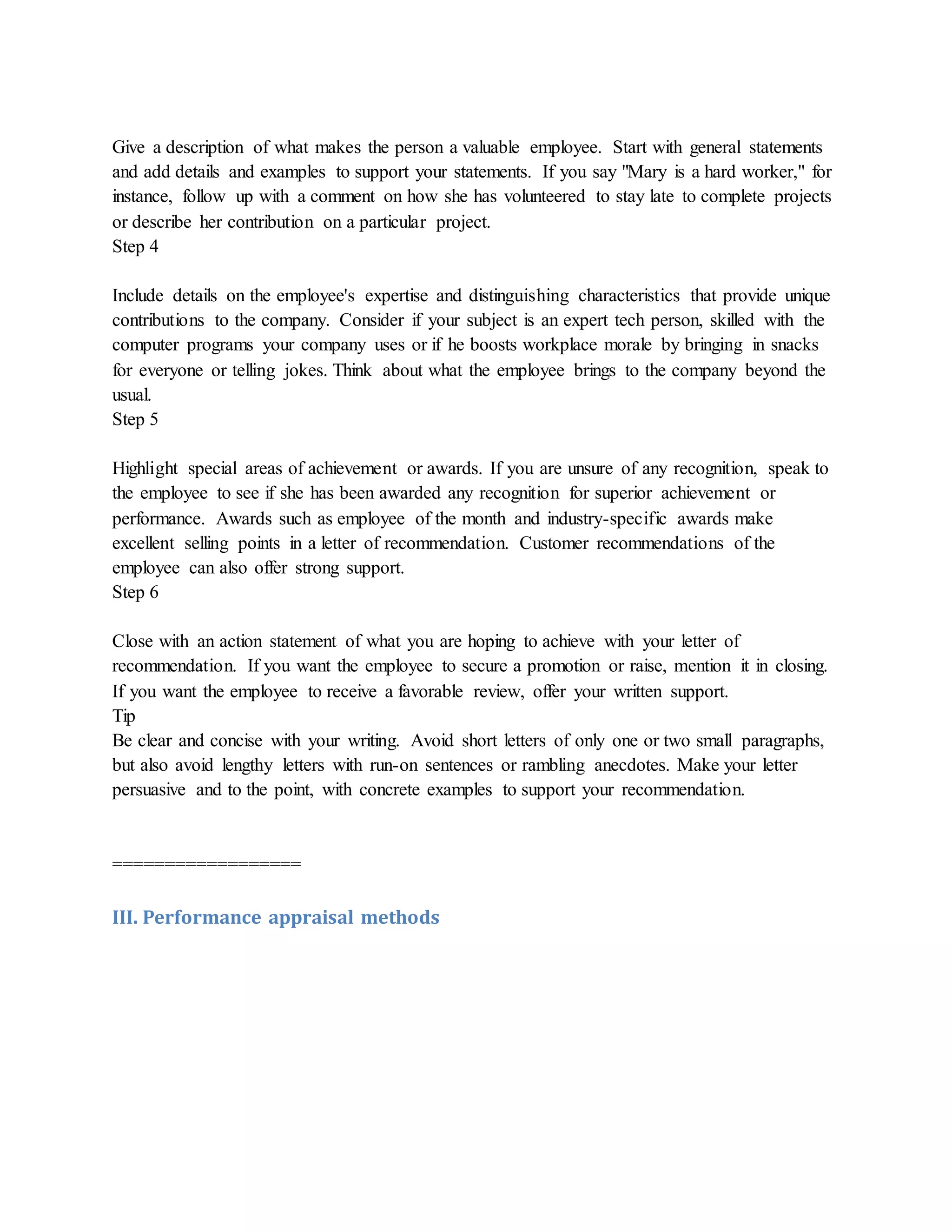 Performance appraisal letter | DOCX