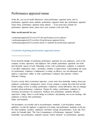 Performance appraisal memo | DOCX