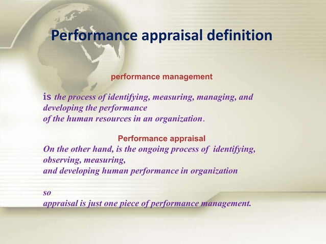 Performance appraisal presentation | PPT