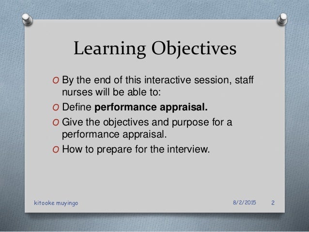 Performance appraisal for nursing staff