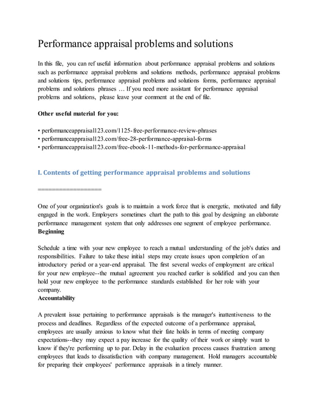 Performance appraisal problems and solutions | PDF