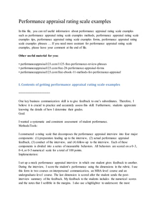 Performance appraisal rating scale examples | DOCX | Resume Writing and ...