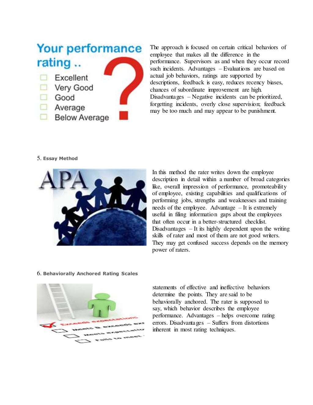 Performance appraisal rating scale examples