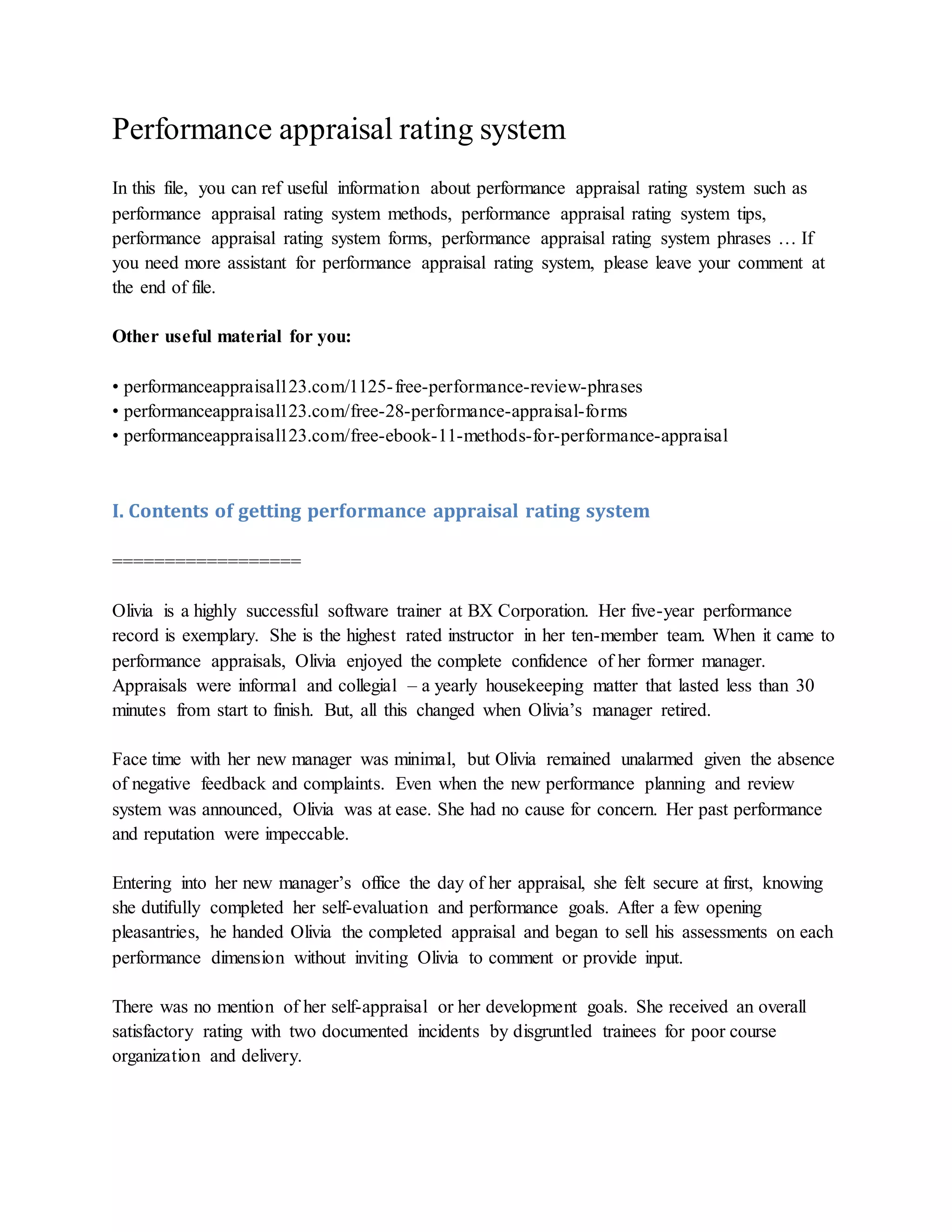 Performance appraisal rating system | DOCX | Resume Writing and Advice ...