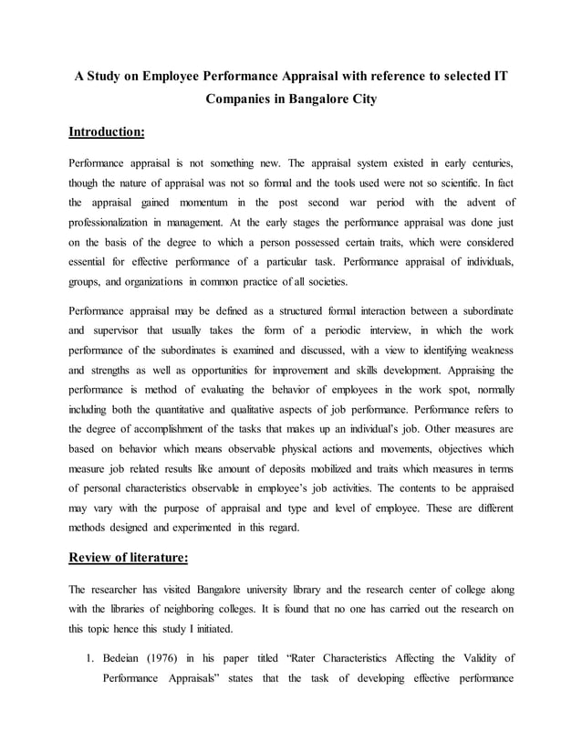 Performance appraisal research design | DOCX