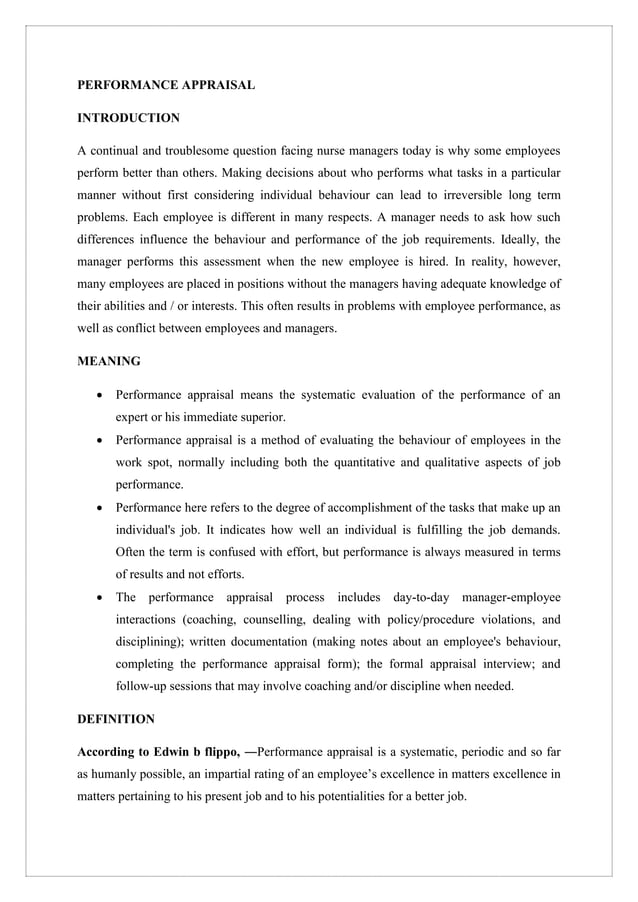 PERFORMANCE APPRAISAL .docx