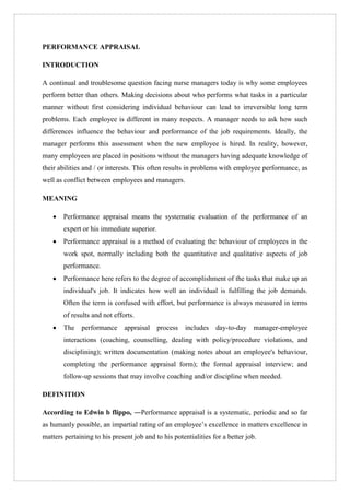 PERFORMANCE APPRAISAL .docx