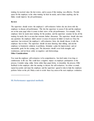 Performance appraisal strengths and weaknesses | DOCX