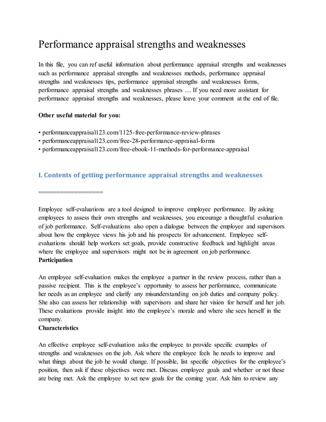 Performance Appraisal Strengths And Weaknesses PDF performance-appraisal-strengths-and-weaknesses-pdf