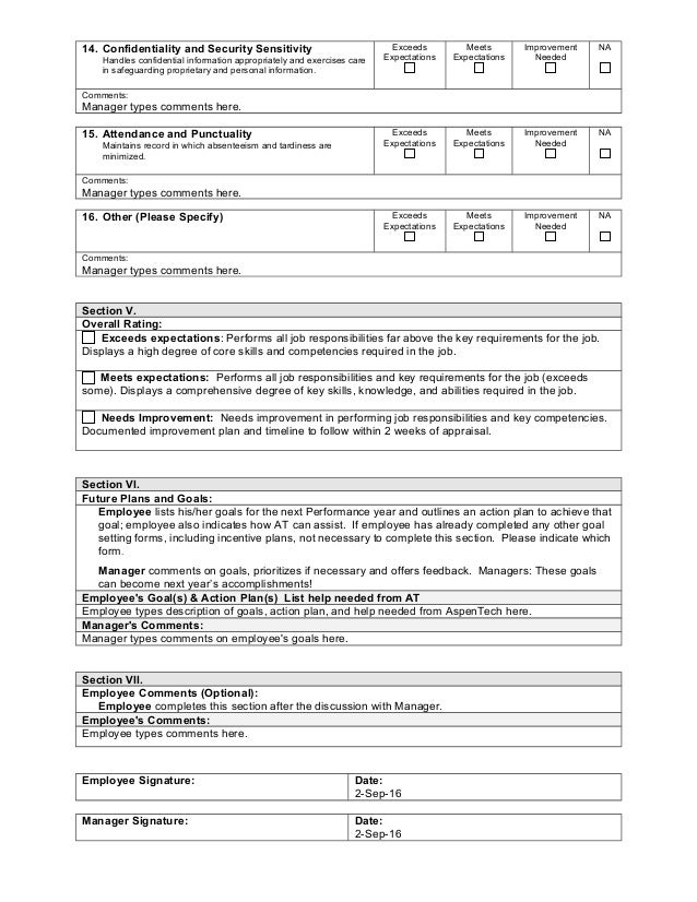 Performance Appraisal Template