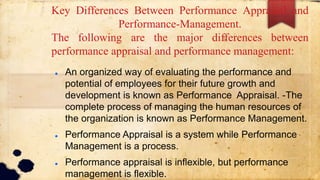 Performance appraisal vs Performance management | PPTX
