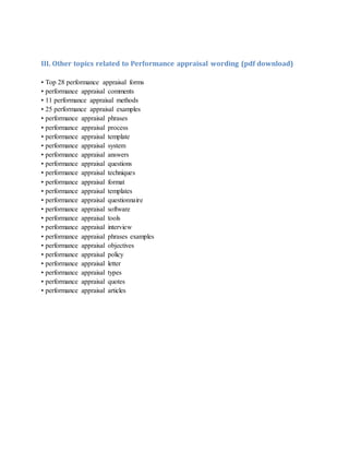 Performance appraisal wording | PDF