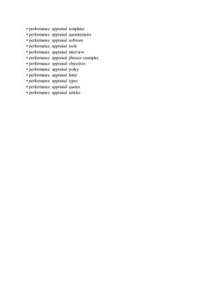 Performance appraisal wording examples | PDF