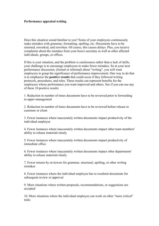 Performance appraisal writing | PDF
