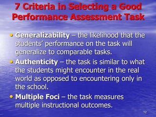 performance_assessment.pptx | Educational Assessment | Education