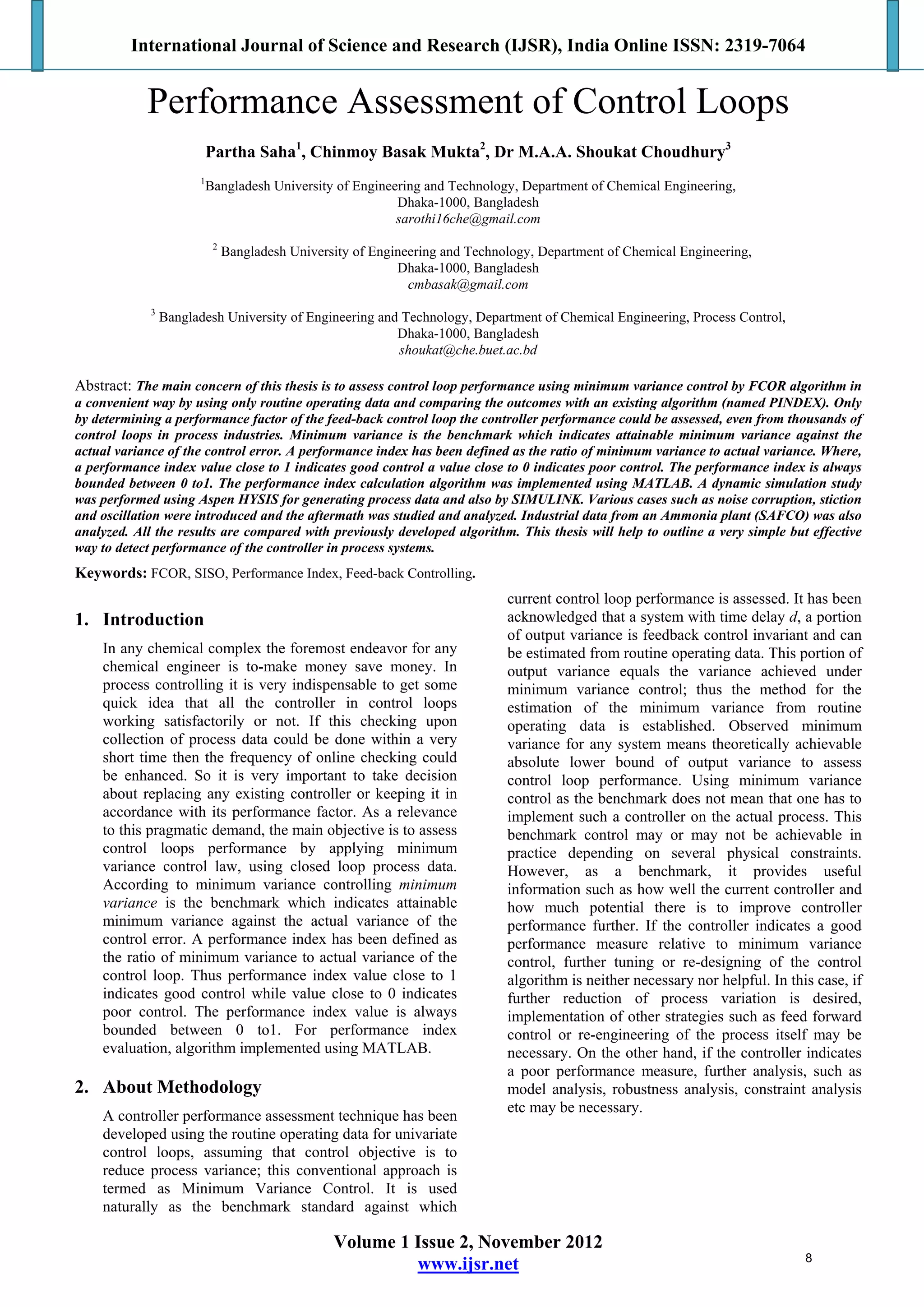 Performance assessment of control loops | PDF
