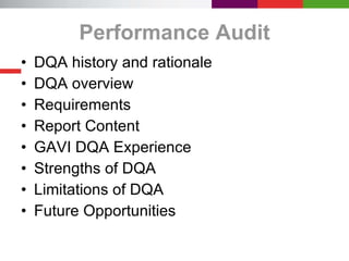 Performance audit gavi alliance data quality | PPT