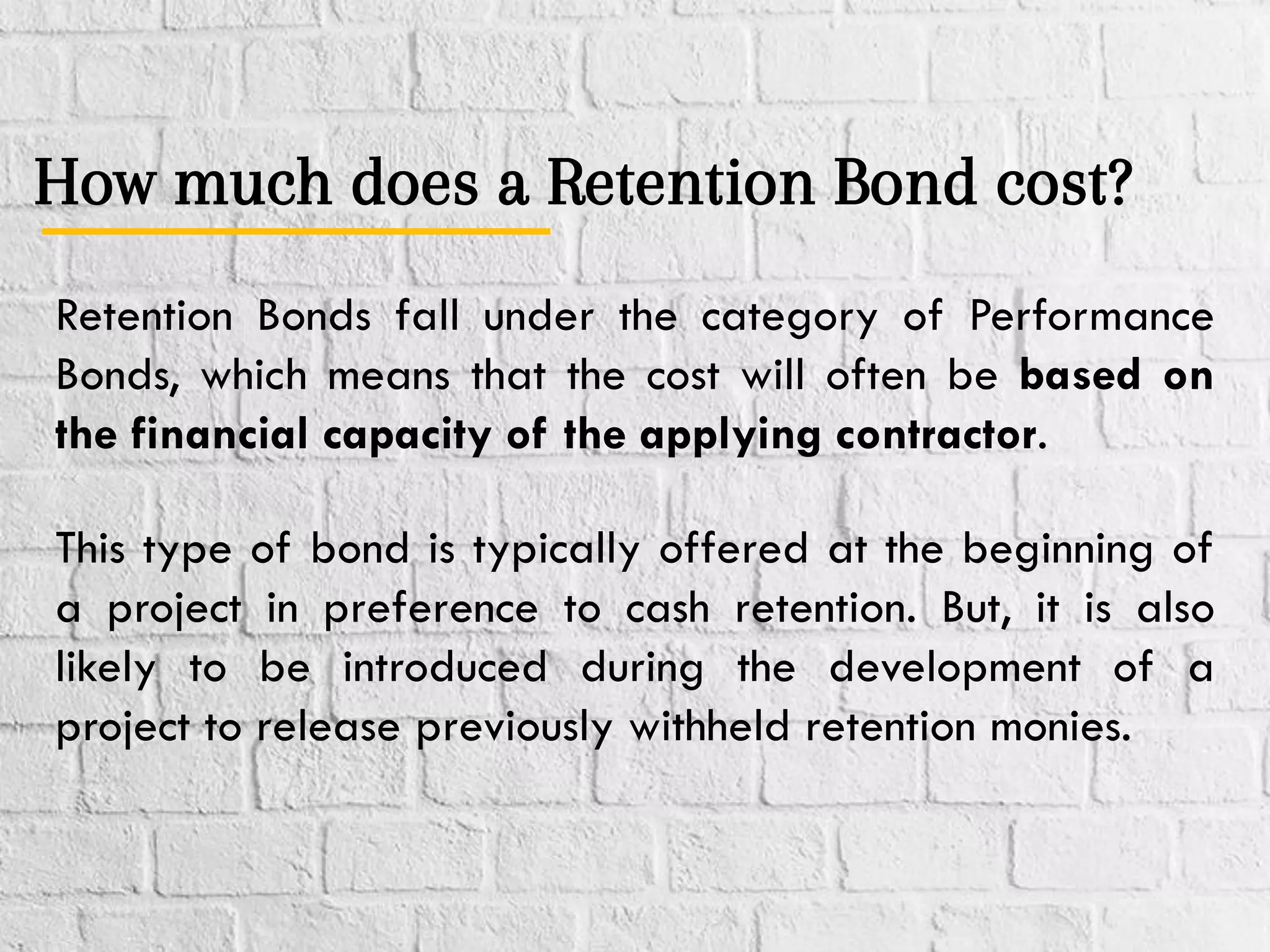 Performance bond vs. Retention Bond | PDF