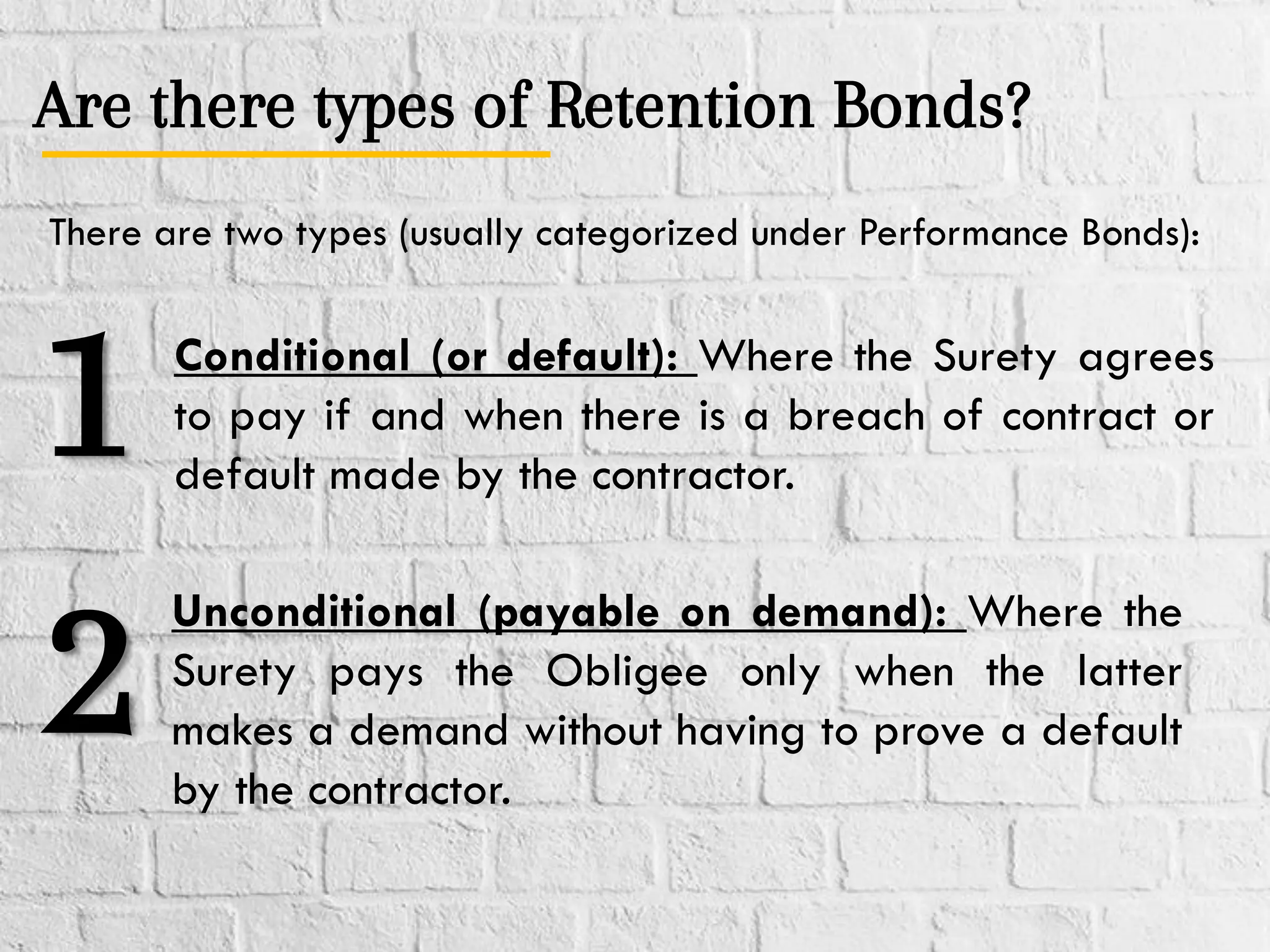 Performance bond vs. Retention Bond | PDF