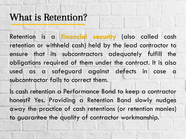 Performance bond vs. Retention Bond | PDF