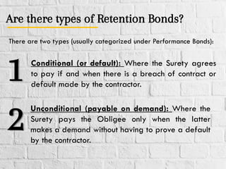 Performance bond vs. Retention Bond | PDF