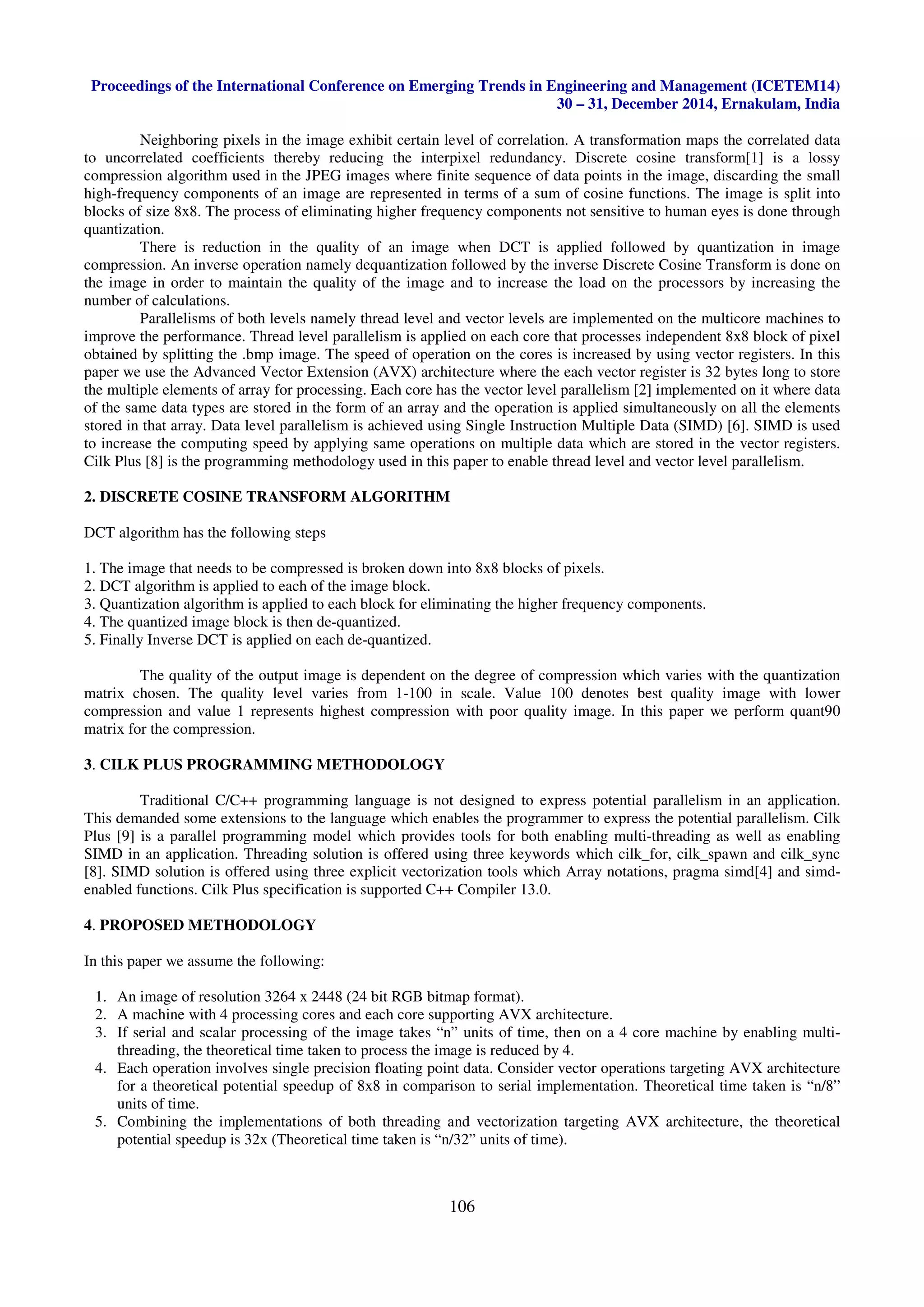 Performance Boosting Of Discrete Cosine Transform Using Parallel Programming Methodology Pdf
