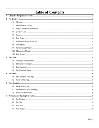 Performance Testing Checklists | DOCX | Computer Software and ...