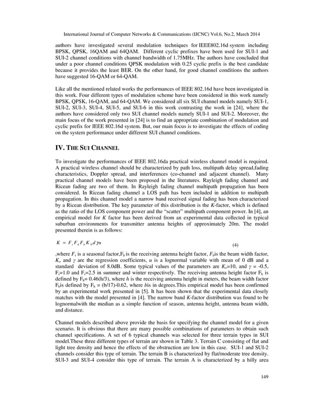 Performance comparison of coded and uncoded ieee 802.16 d systems under stanford university ...