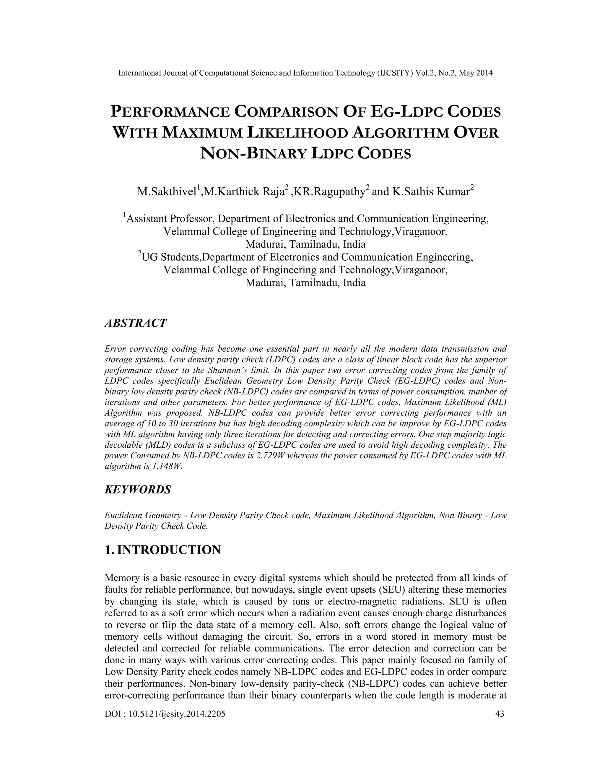 Performance comparison of eg ldpc codes | PDF