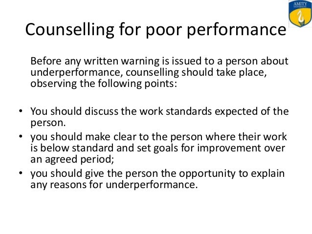 Performance counseling