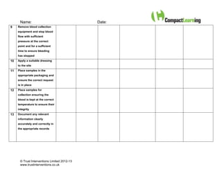 Performance criteria venepuncture trust | PPT
