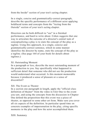 Performance CritiqueDescriptions This is the Theater art clas.docx