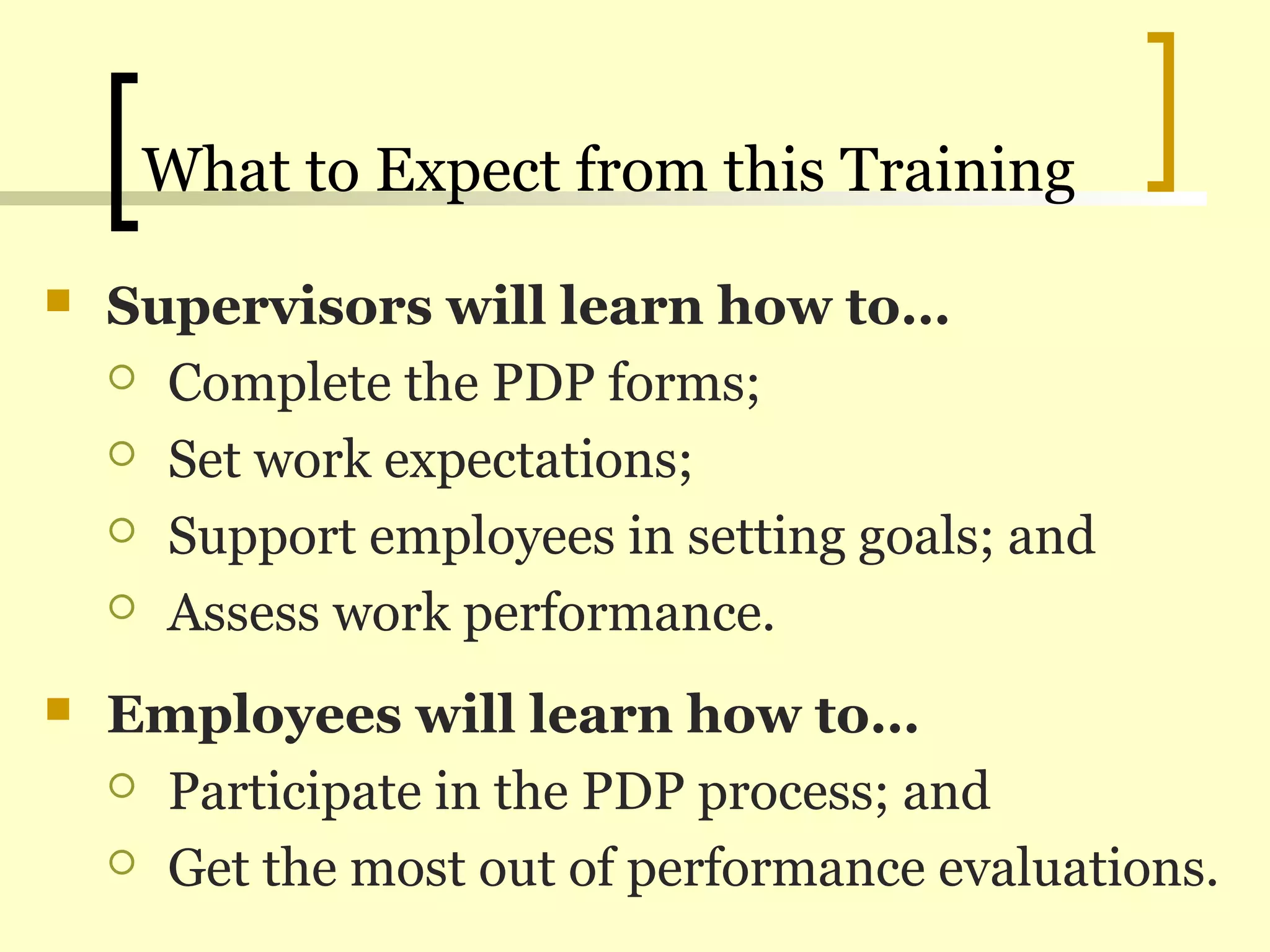 Performance development plan pdp training oct 2010 | PPT | Resume ...