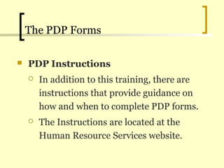 Performance development plan pdp training oct 2010 | PPT | Resume ...
