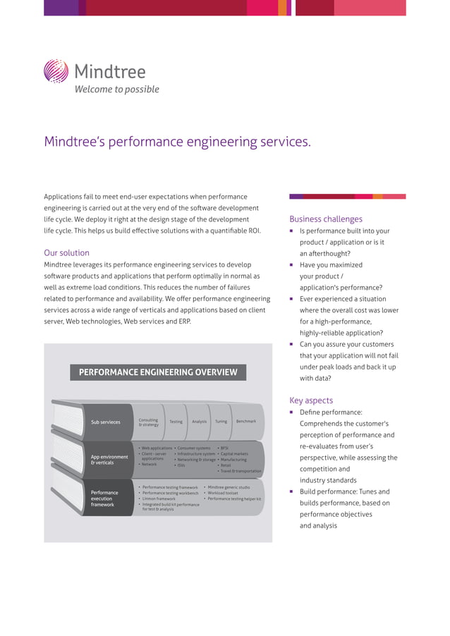 Mindtree's performance engineering services. | PDF