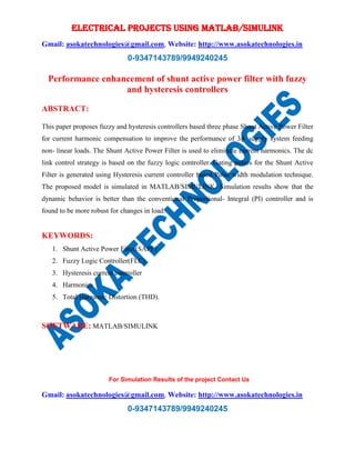 Performance enhancement of shunt active power filter with fuzzy and hysteresis controllers | PDF