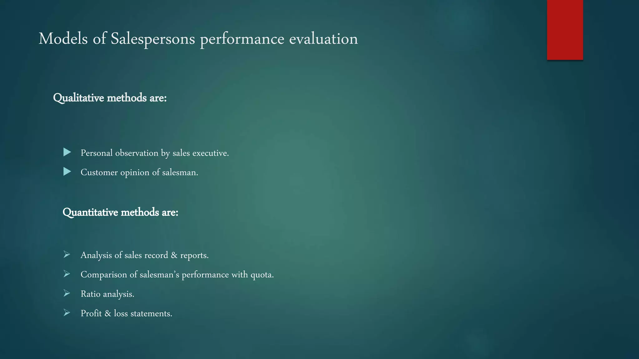 Sales Performance evaluation | PPTX