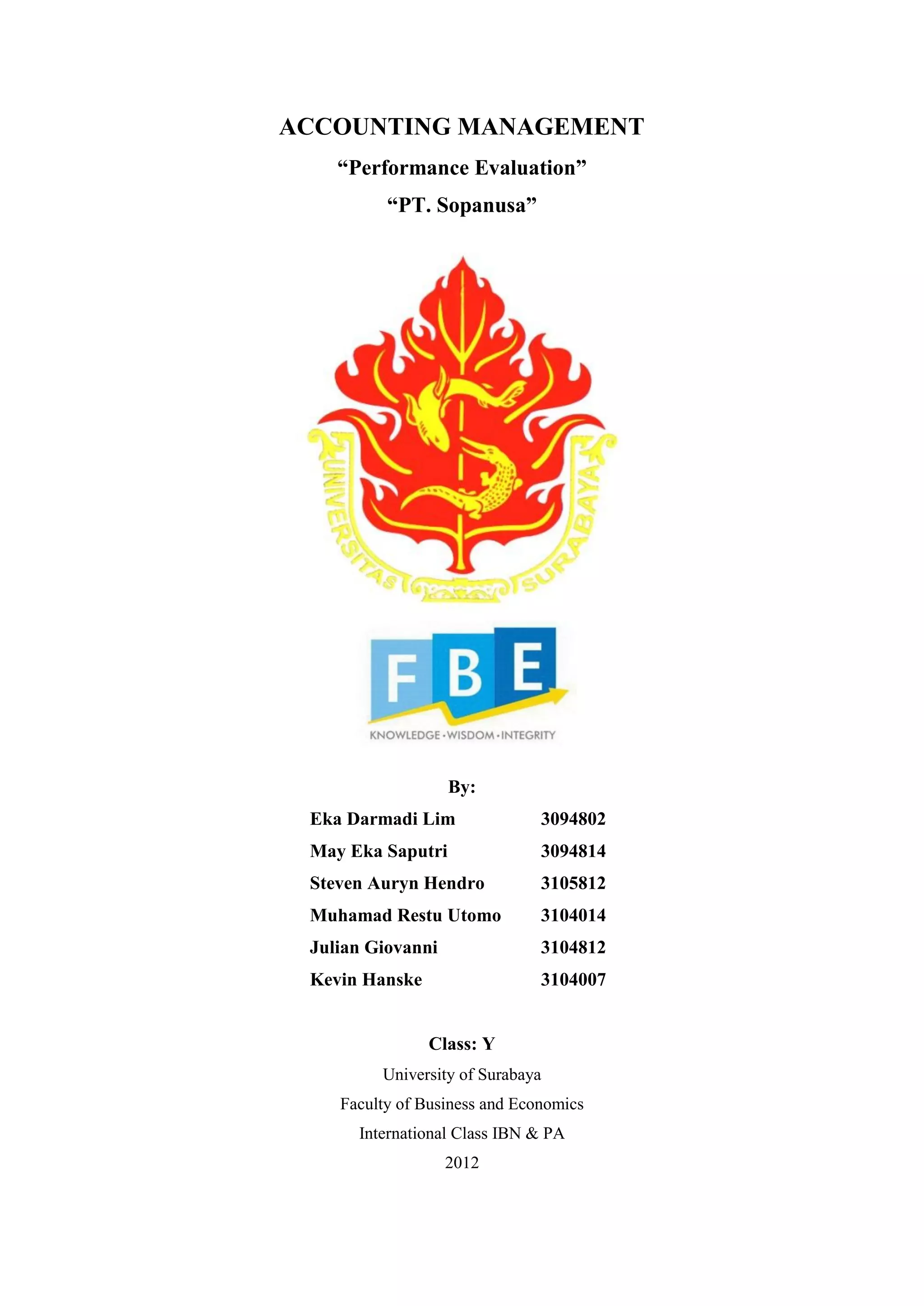 Performance evaluation accounting management | PDF