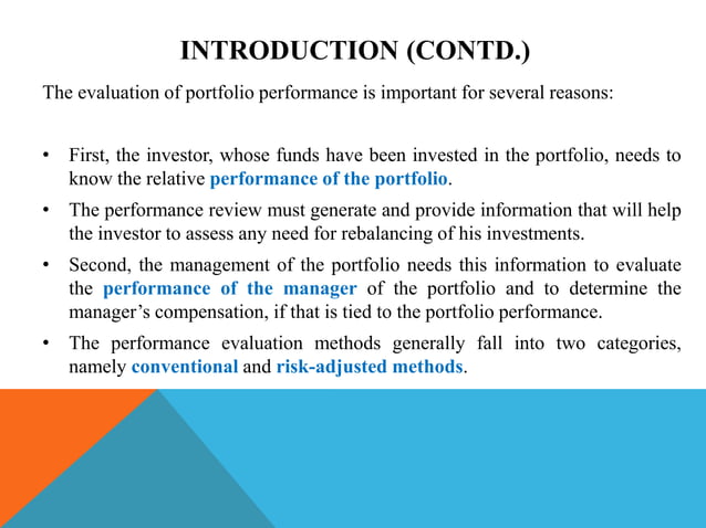 PORTFOLIO PERFORMANCE EVALUATION portfolio-performance-evaluation