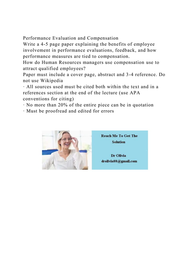 Performance Evaluation and CompensationWrite a 4-5 page paper ex.docx