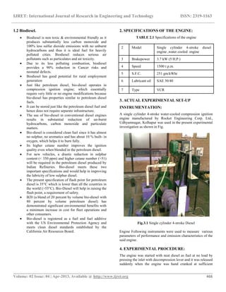 Performance evaluation and emission analysis of 4 s, i.c. engine using ethanol bio-diesel ...