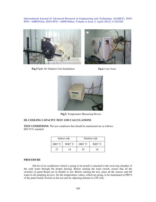 Performance evaluation of a air conditioner according to different test ...