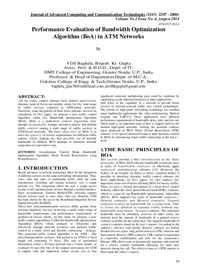 Performance Evaluation Of Bandwidth Optimization Algorithm Boa In A…